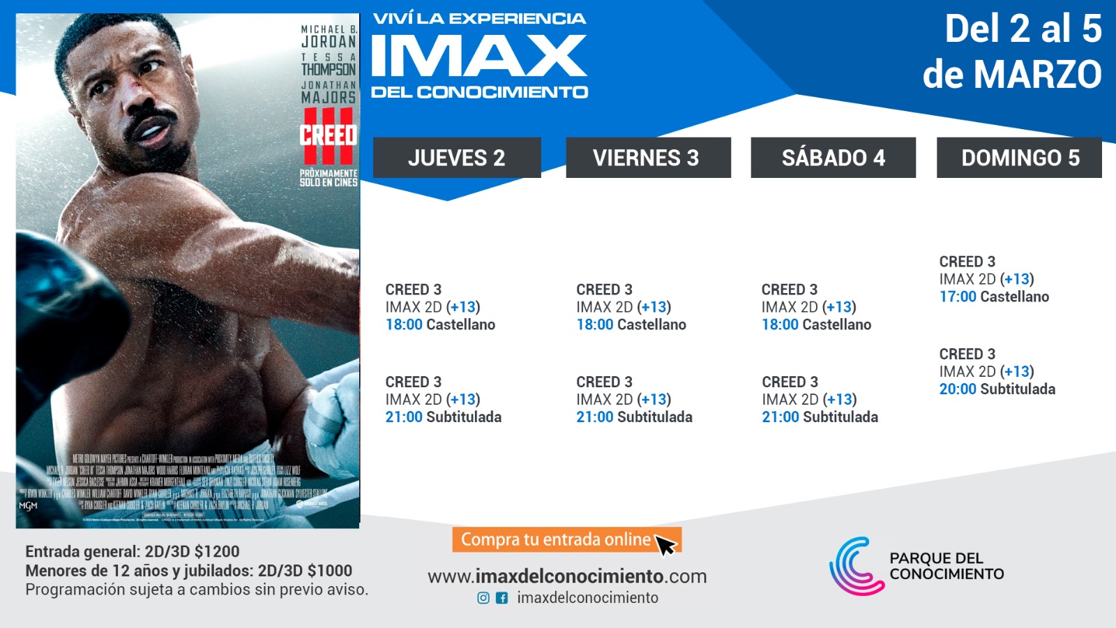 Creed III: la saga de Rocky continúa en el IMAX del Conocimiento de Posadas